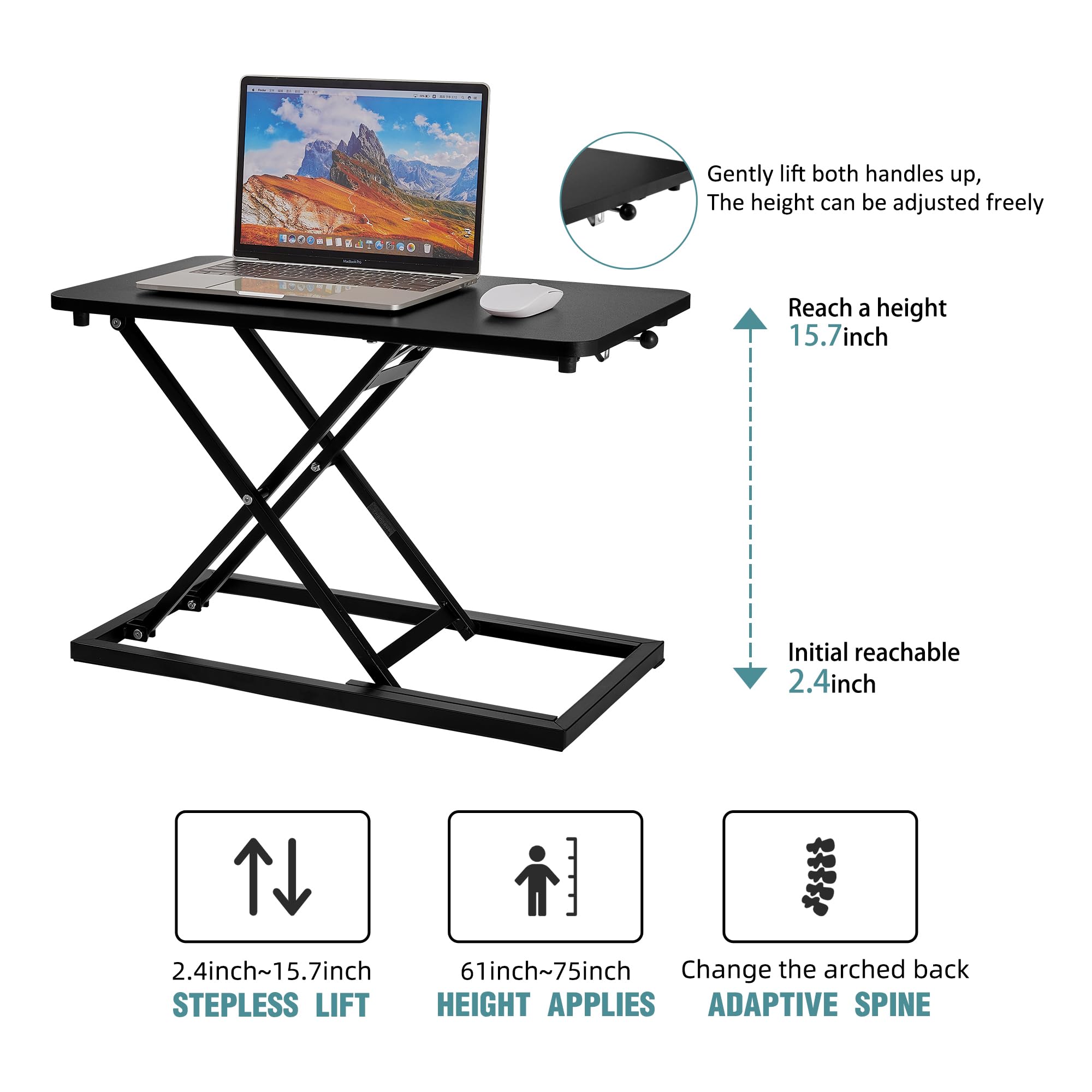 Snapklik.com : Yoopin Standing Desk Converter Matte Black, Stand Up ...