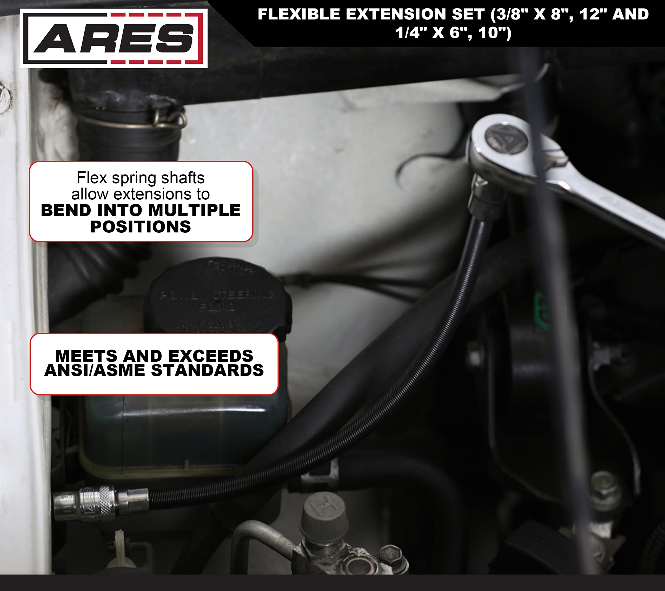 Snapklik.com : ARES 42073 4-Piece Flexible Socket Extension Set 1/4 ...