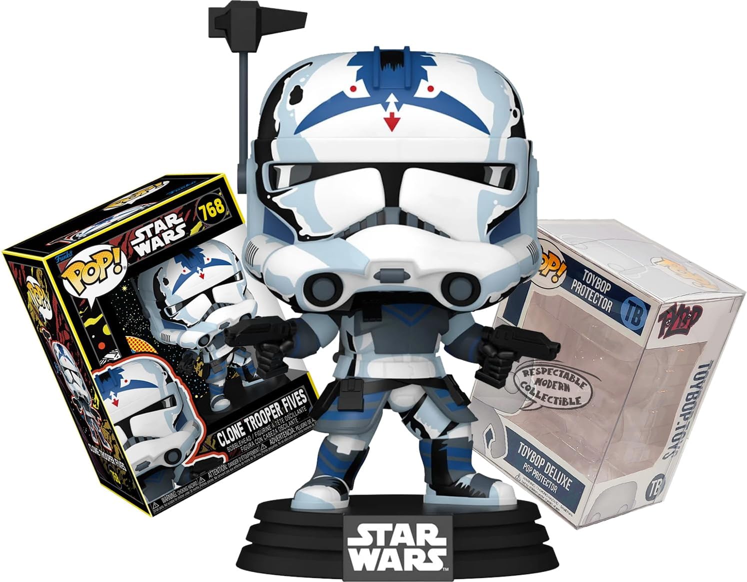 Amazon.com: Funko The Clone Wars - Clone Trooper Fives + Pop Protector ...