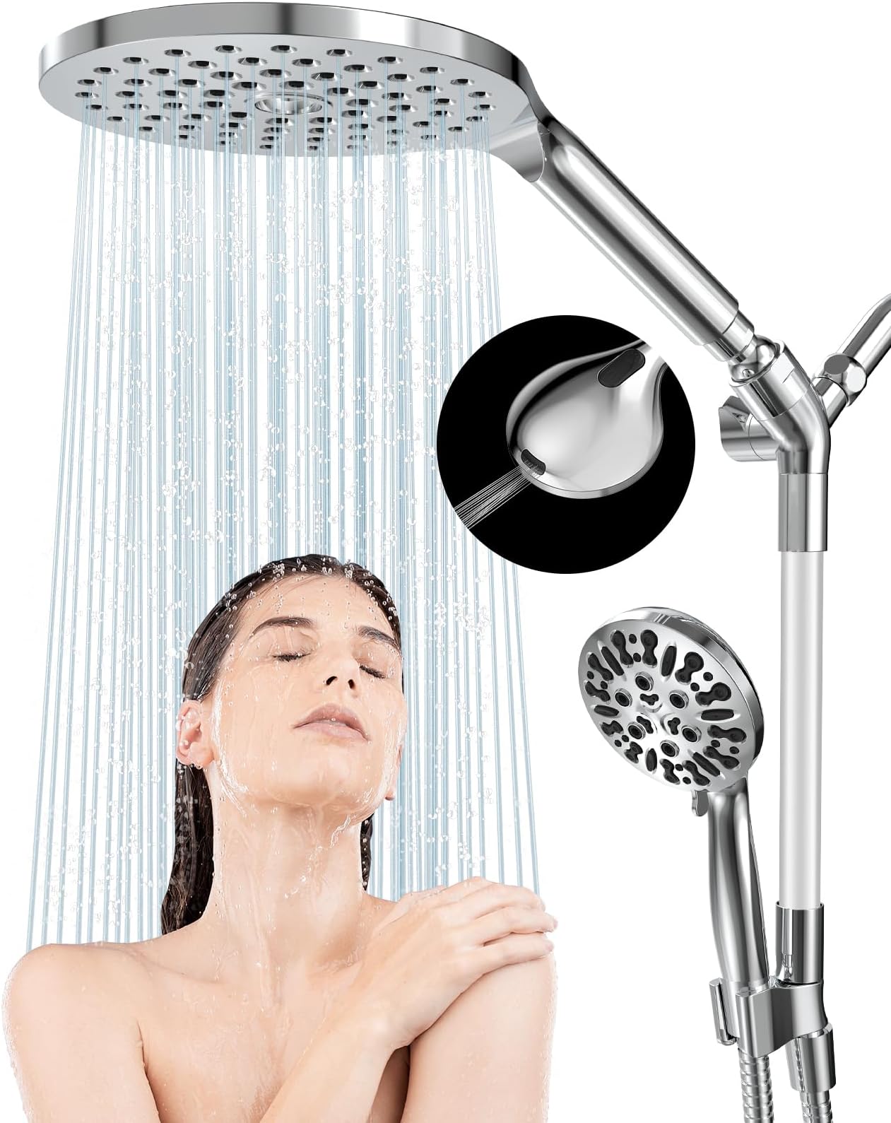 Veken 10" High Pressure Multiple Modes Shower Head with 6 Handheld ...