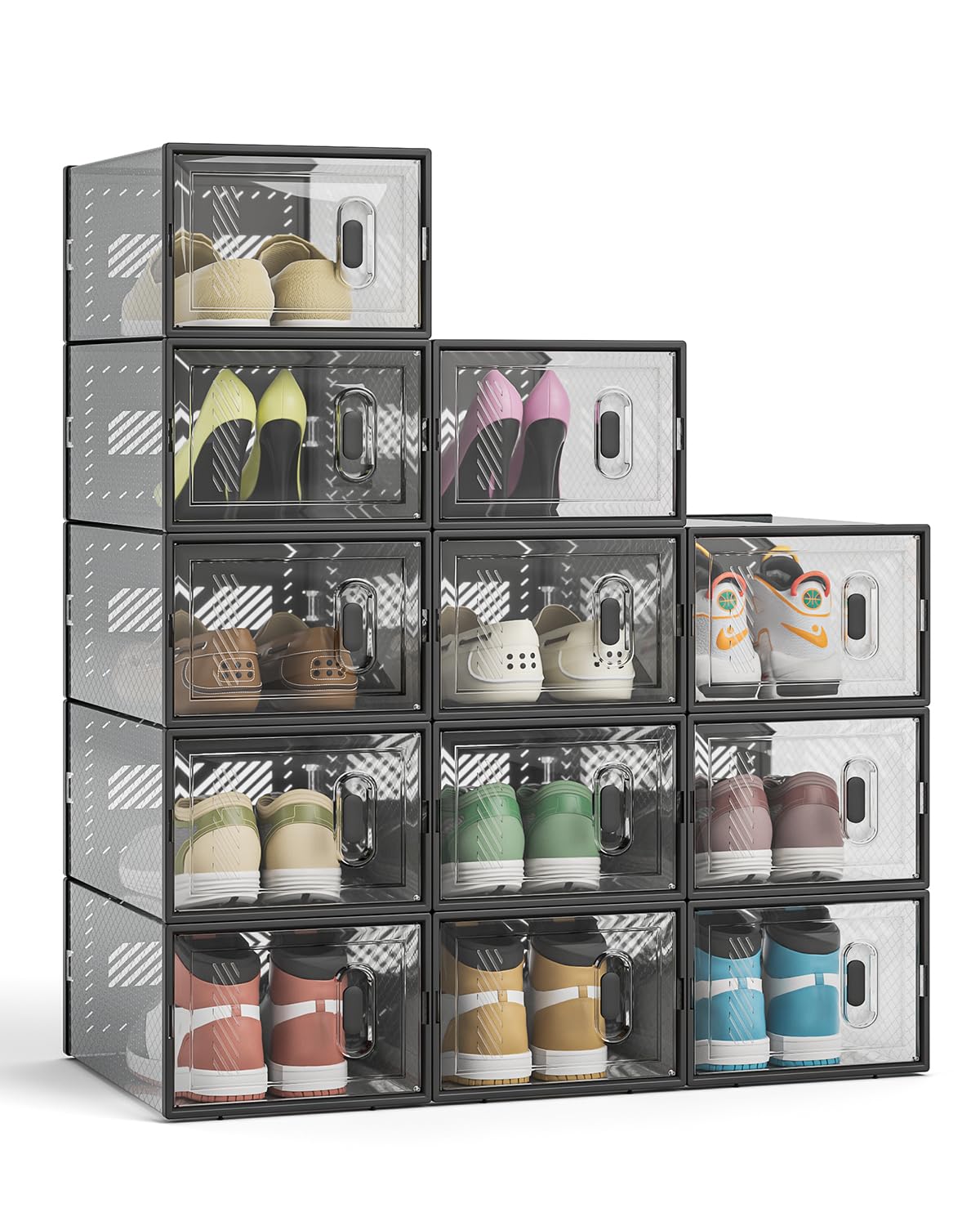 MYHMCT Shoe Storage Boxes Shoe Organizer for Closet, Fit up to UK 9.5 ...