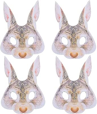Amazon.com: LUOZZY 4pcs Bunny Mask Half Face Rabbit Ear Mask Animal ...