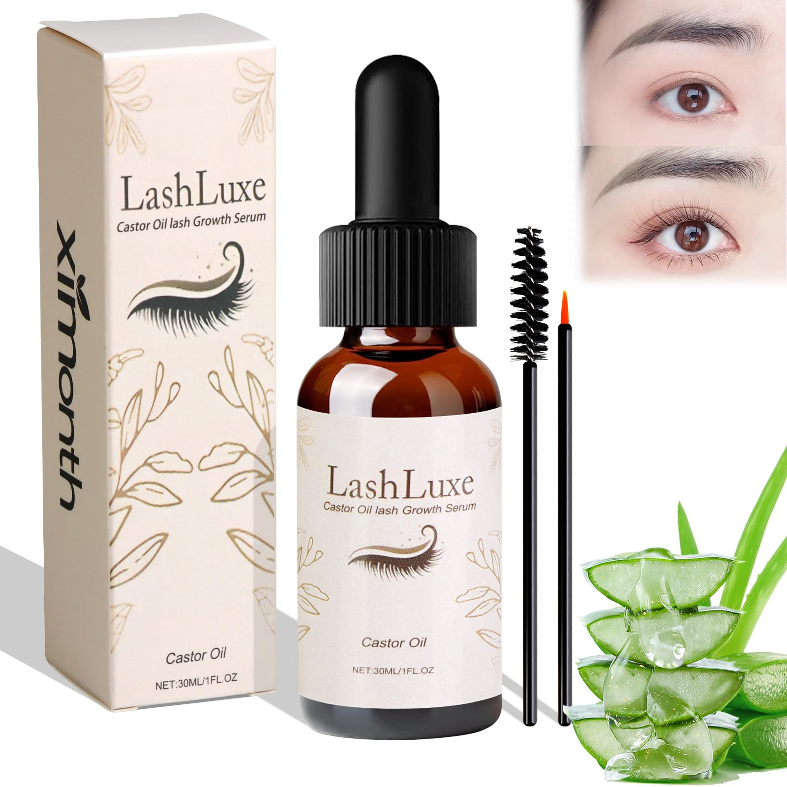 Lashluxe Castor Oil Vegan Growth Serum, Castor Oil Lash Growth Serum ...