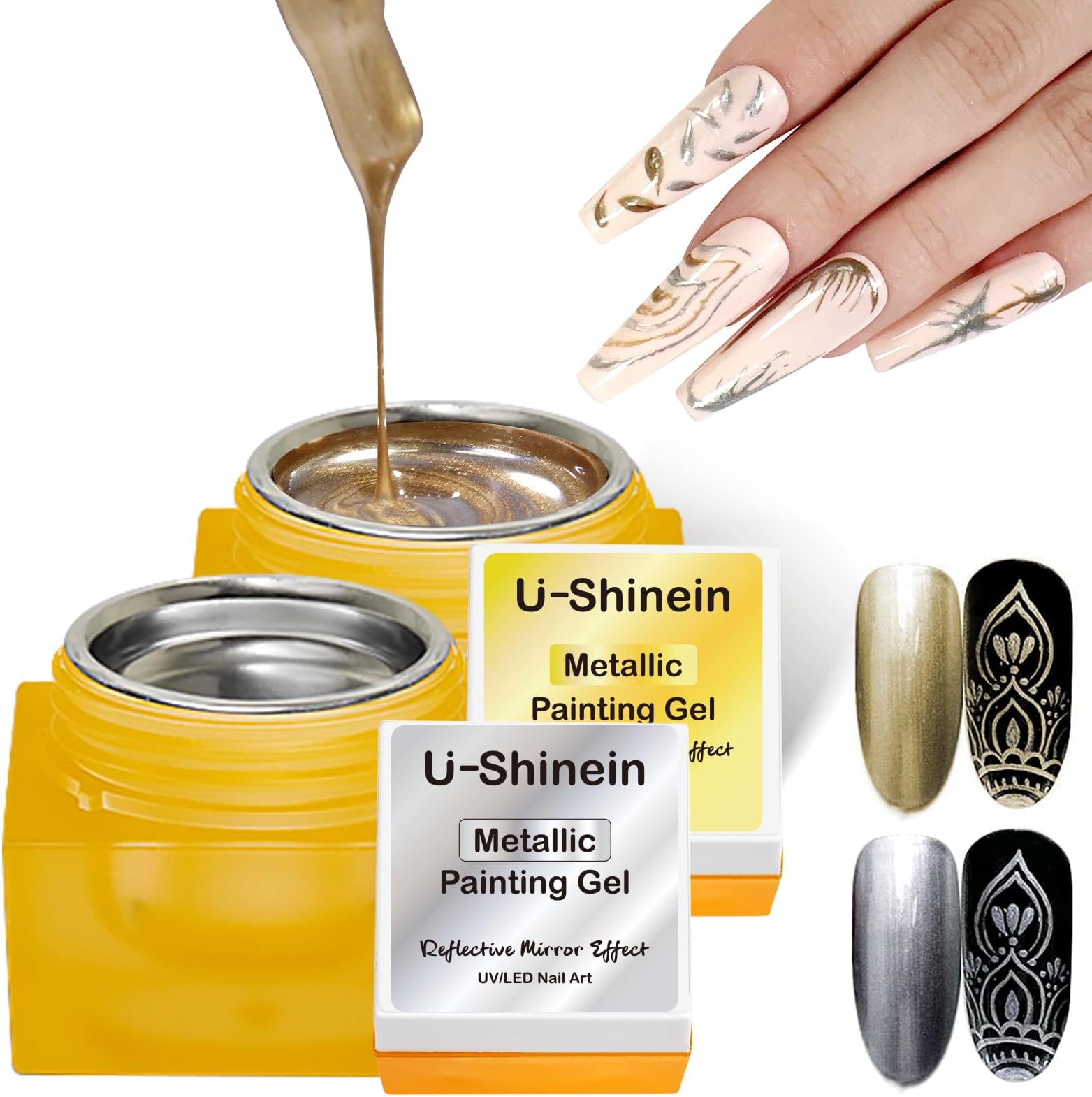 Amazon.com : Bevimee High Glossy Silver Metallic Painting Gel Nail ...