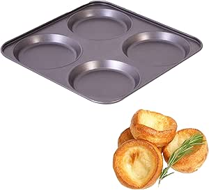 D.A.Y. Republic 4 Hole Yorkshire Pudding Tray, 23 cm, Carbon Steel with ...