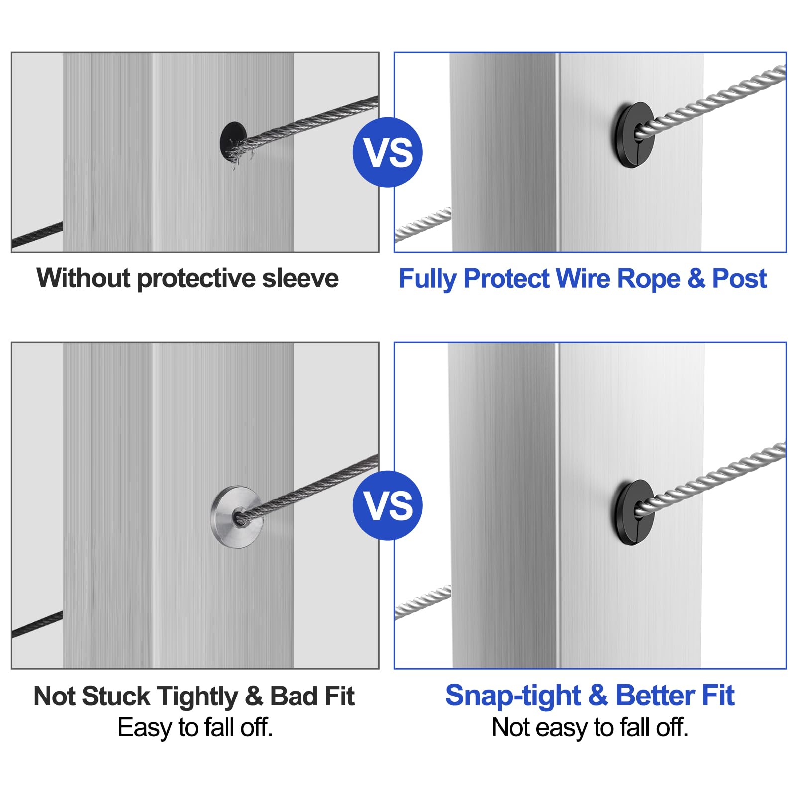 Snapklik.com : CKE 100 Pack 30 Degree Replaceable Cable Railing Rubber ...