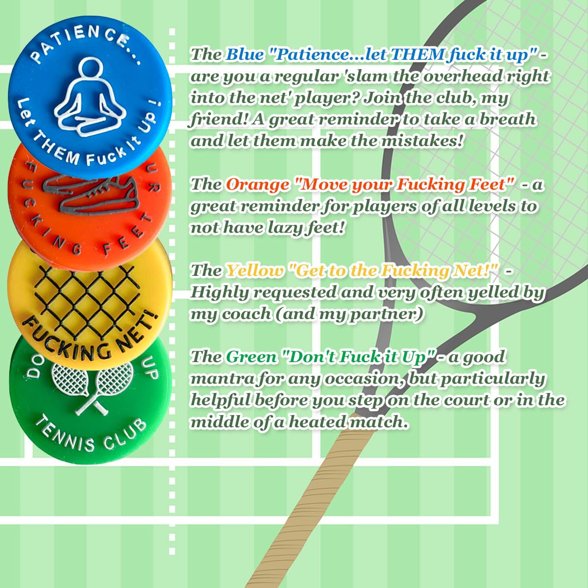 Tennis Damper, Spicy/Aggressive Reminder Tennis Racket Vibration ...