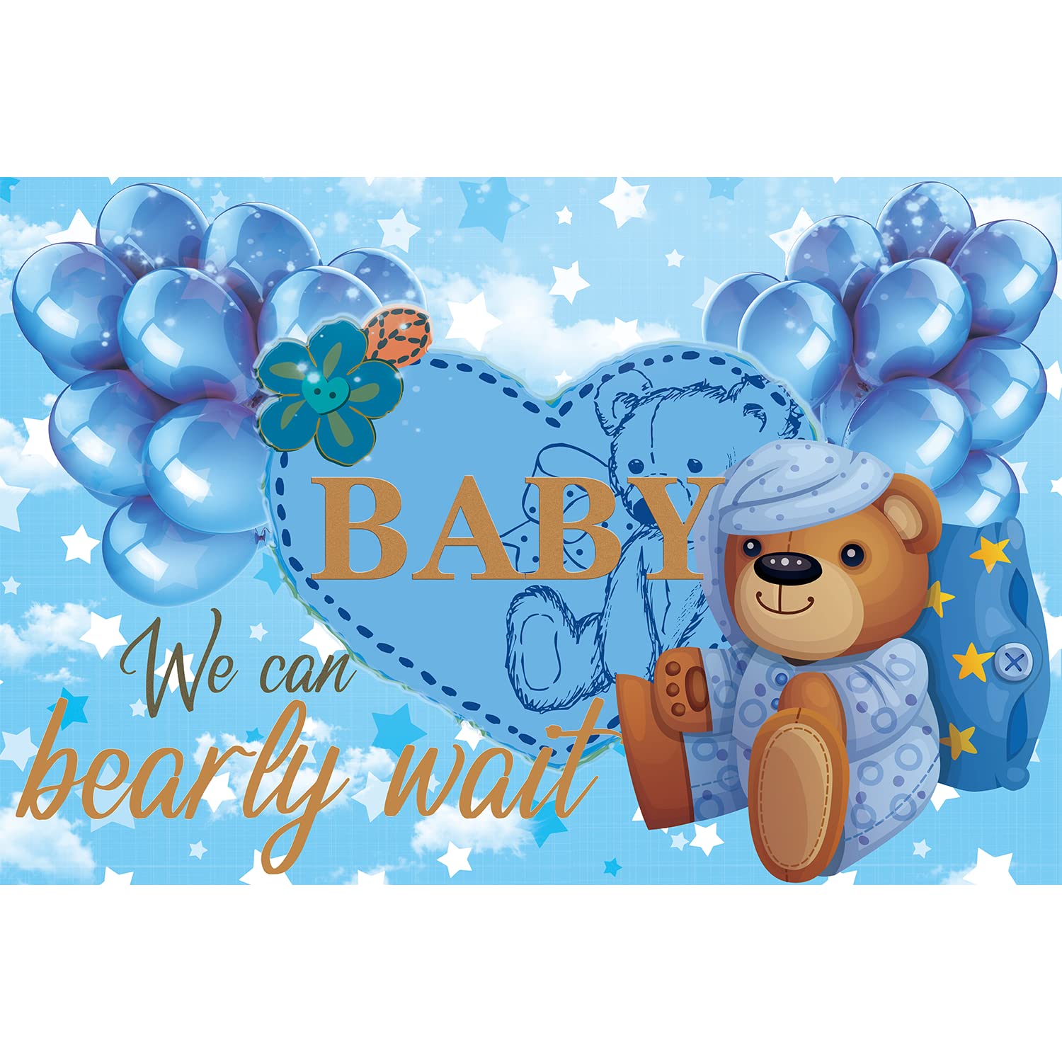 Buy Teddy Bear Baby Shower Decorations for Boy,5x3Ft Teddy Bear ...