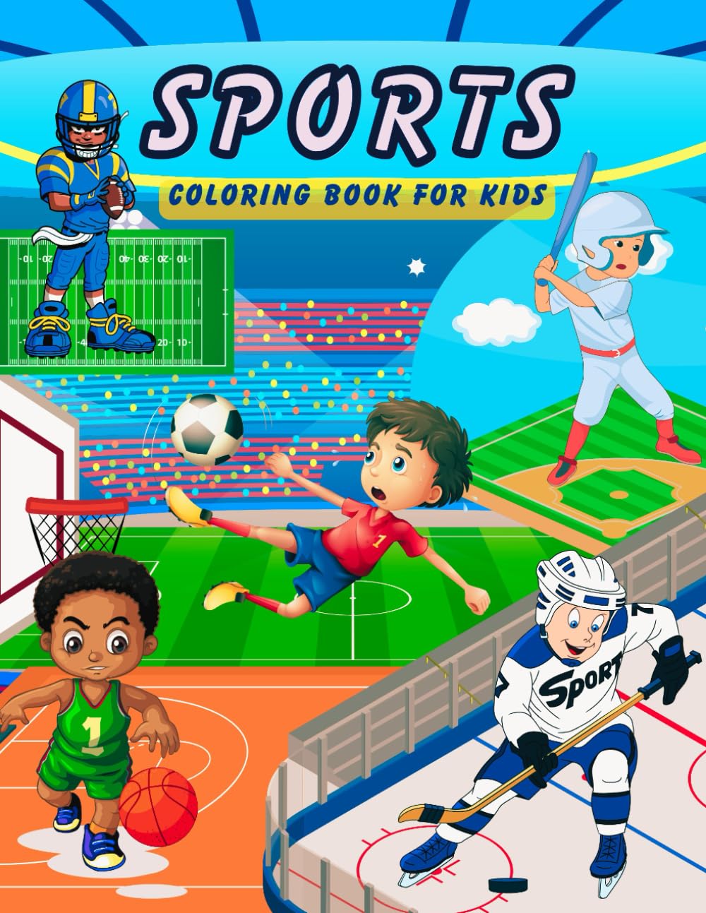 Sports Coloring Book for Kids: Illustrations with Players of Basketball ...