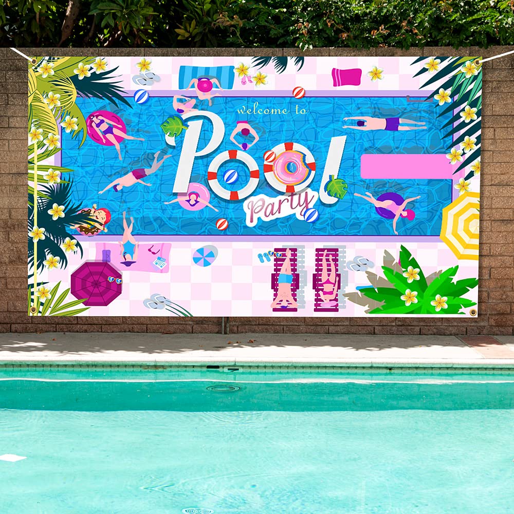Buy Pool Party Backdrop Banner,Large - 71"X45" Summer Pool Birthday ...
