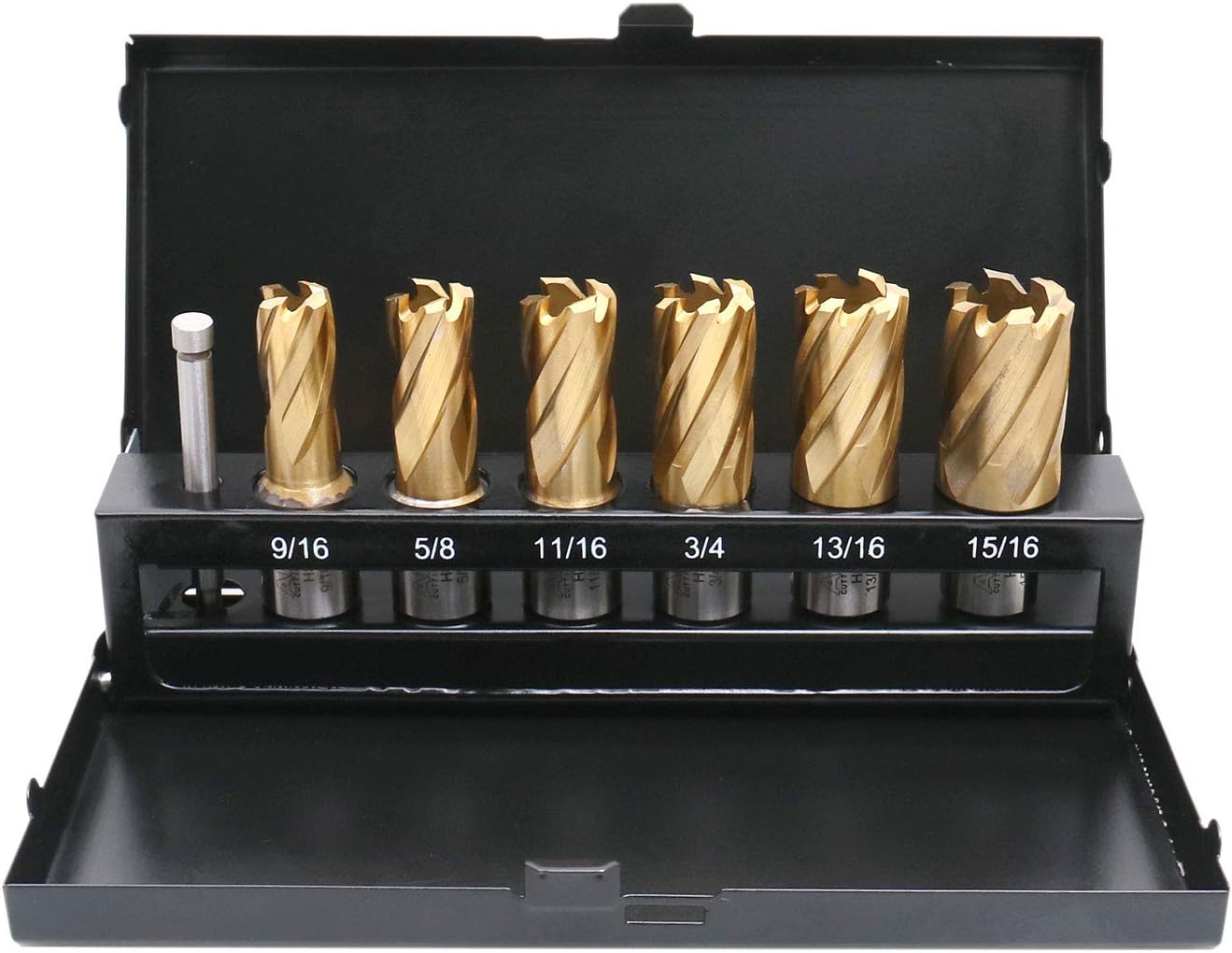 Accusize Industrial Tools 7 pc TiN Coated H.S.S. Annular Cutter Set, 3/ ...