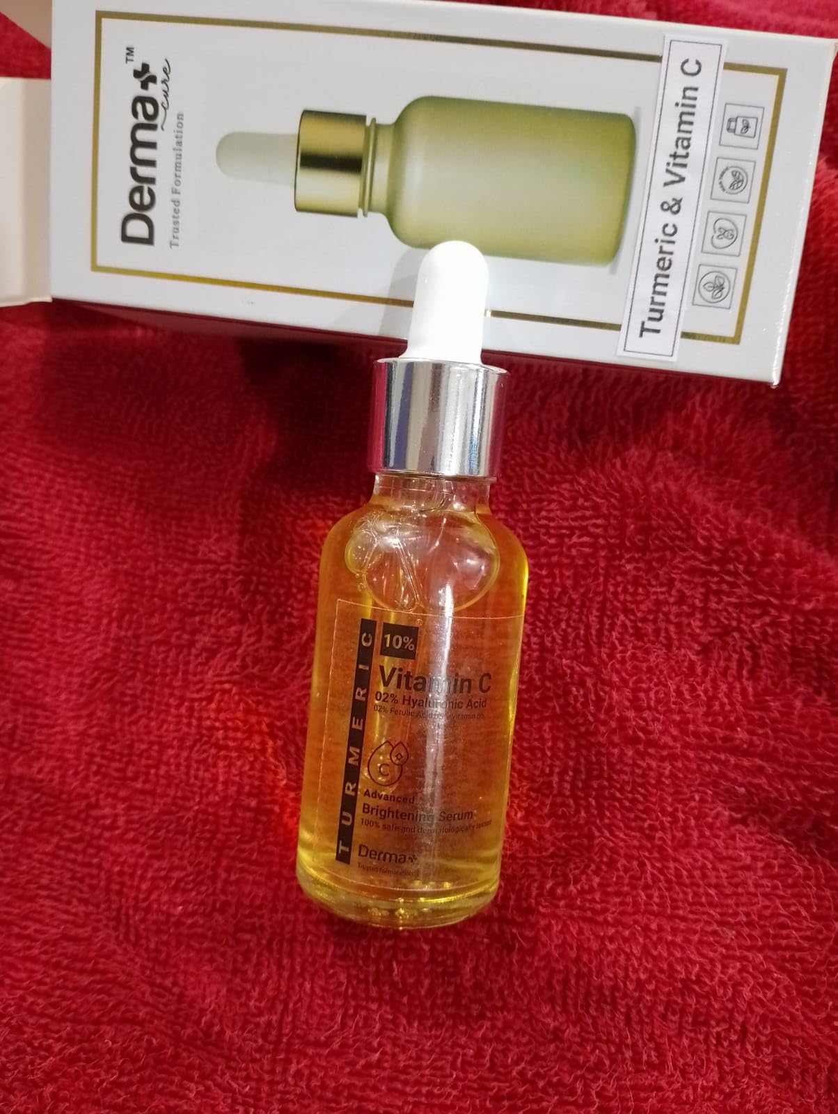 Derma Cure Vitamin C Serum with Turmeric, Vegan Glutathione Acid Serum ...