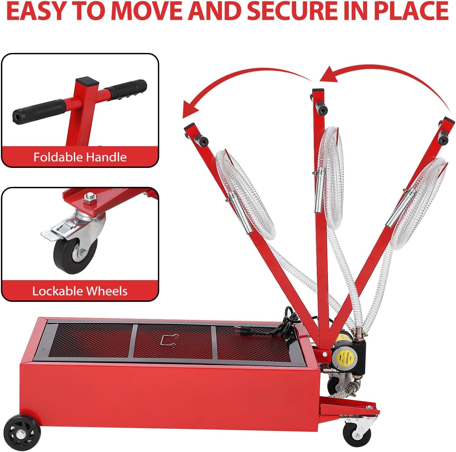 Snapklik.com : 20 Gallon Low Profile Electric Oil Drain Cart