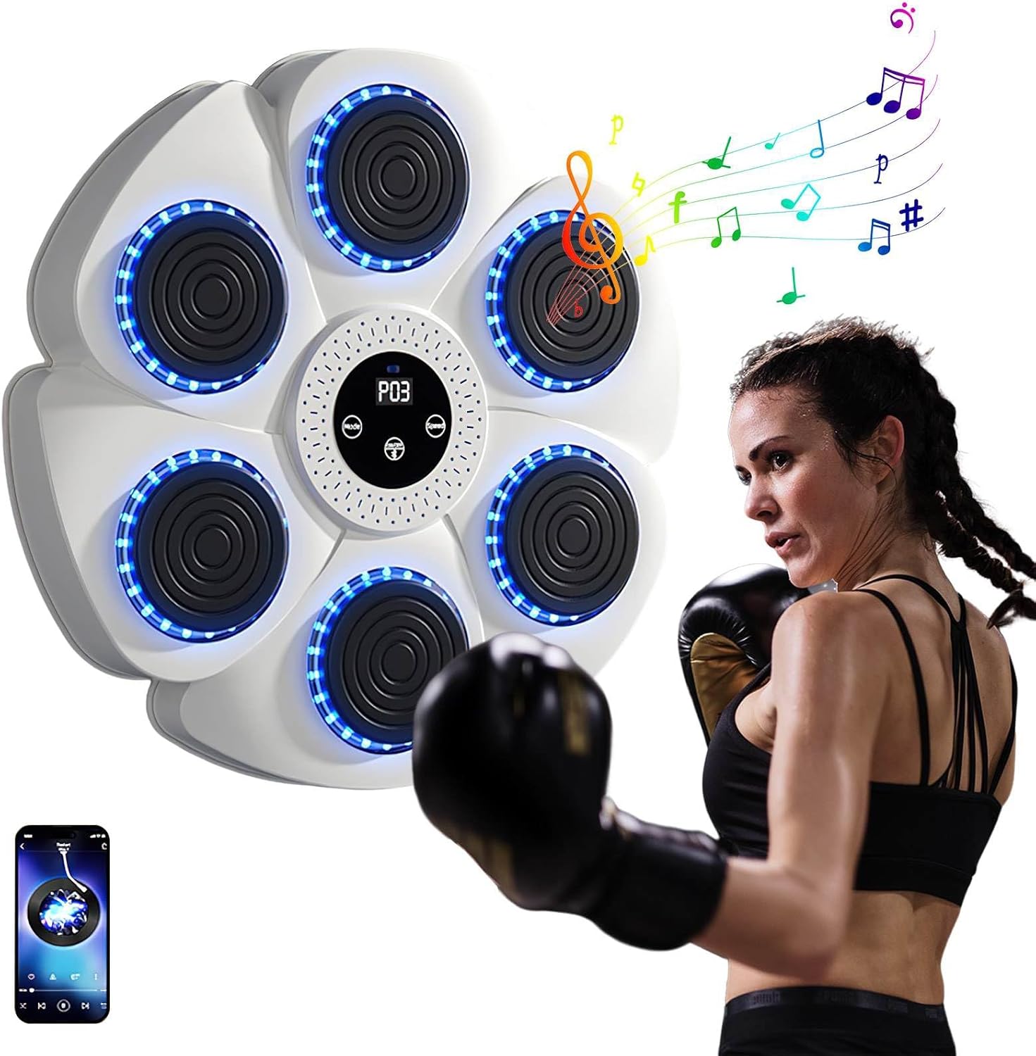 EagerMinds Machine de Boxe Musicale Adulte et Enfant, 9 Modes de ...