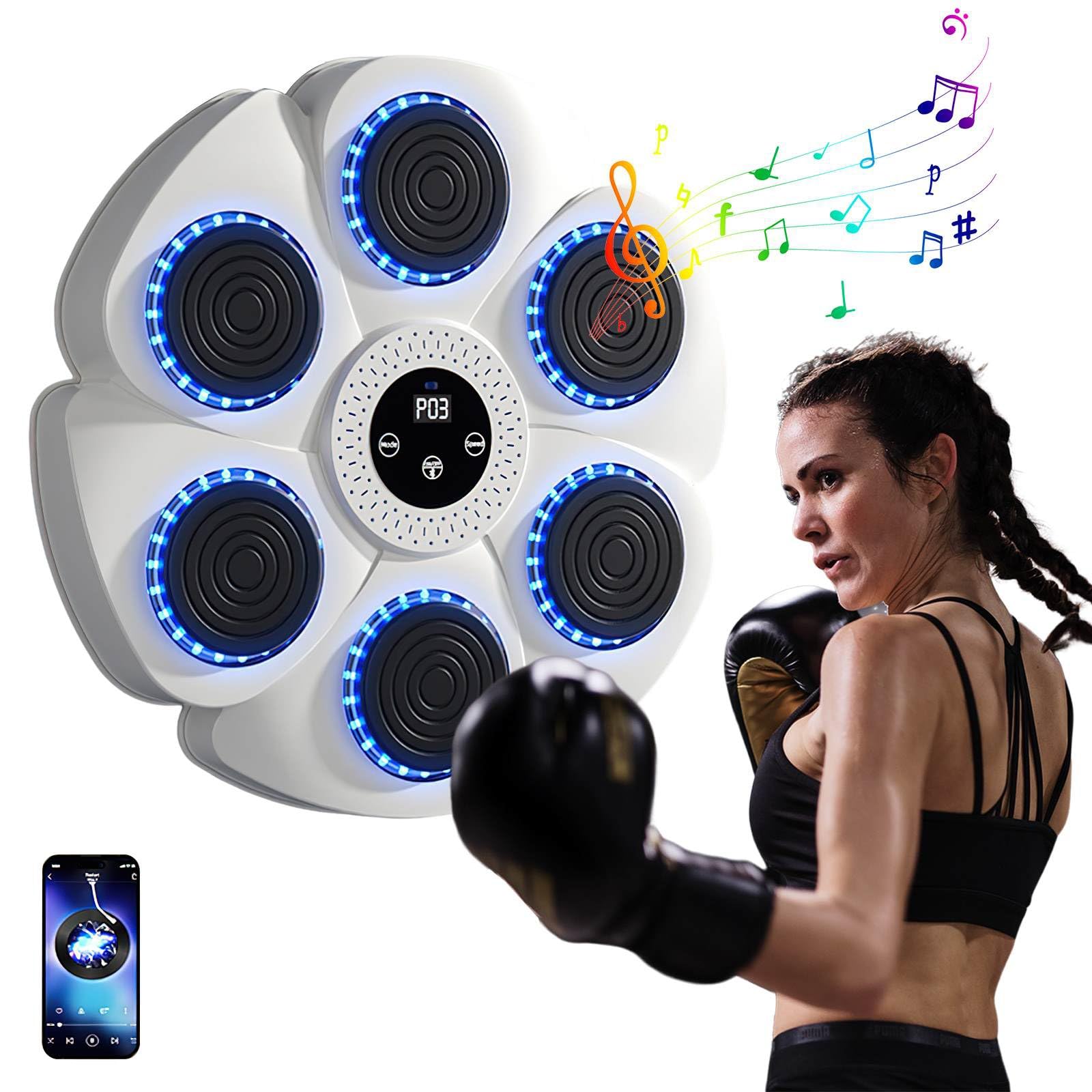 EagerMinds - Máquina de boxeo musical para adultos y niños, 9 modos de ...