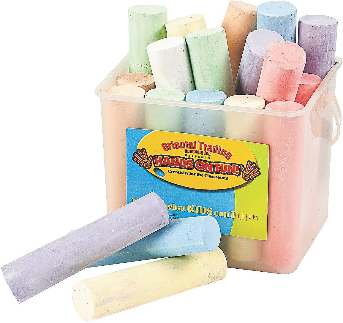 Amazon.com: Fun Express Jumbo Sidewalk Chalk - 20 pieces per bucket ...