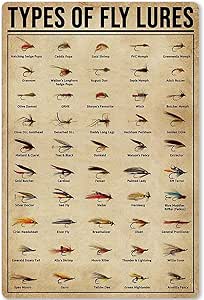 Amazon.com: Types Of Fly Lures Metal Tin Signs Fly Lures Knowledge ...