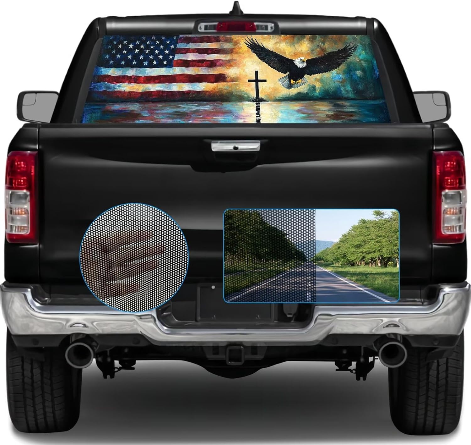 Amazon.com - Christian Cross Eagle Rear Window Decals for Trucks Bald ...