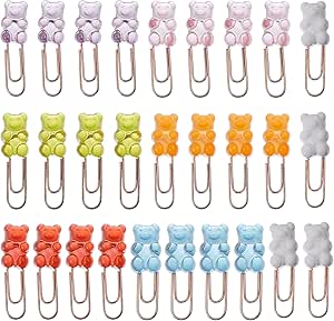 Amazon.com : GLOBLELAND 28Pcs 7 Colors Bear Paper Clips Metal Paper ...
