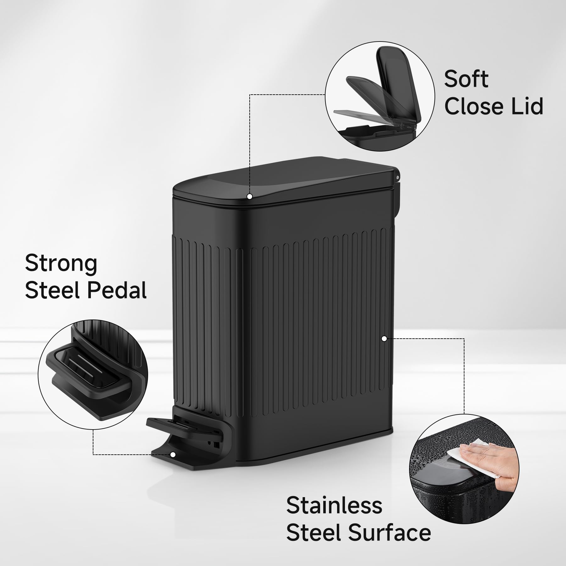 Snapklik.com : TIPGO Slim Bathroom Trash Can