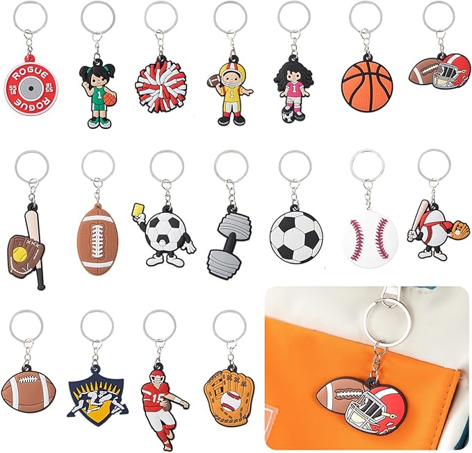 Amazon.com: JSMIECO 18pcs Sport Keychain Keyring, Silicone Keyring Key ...
