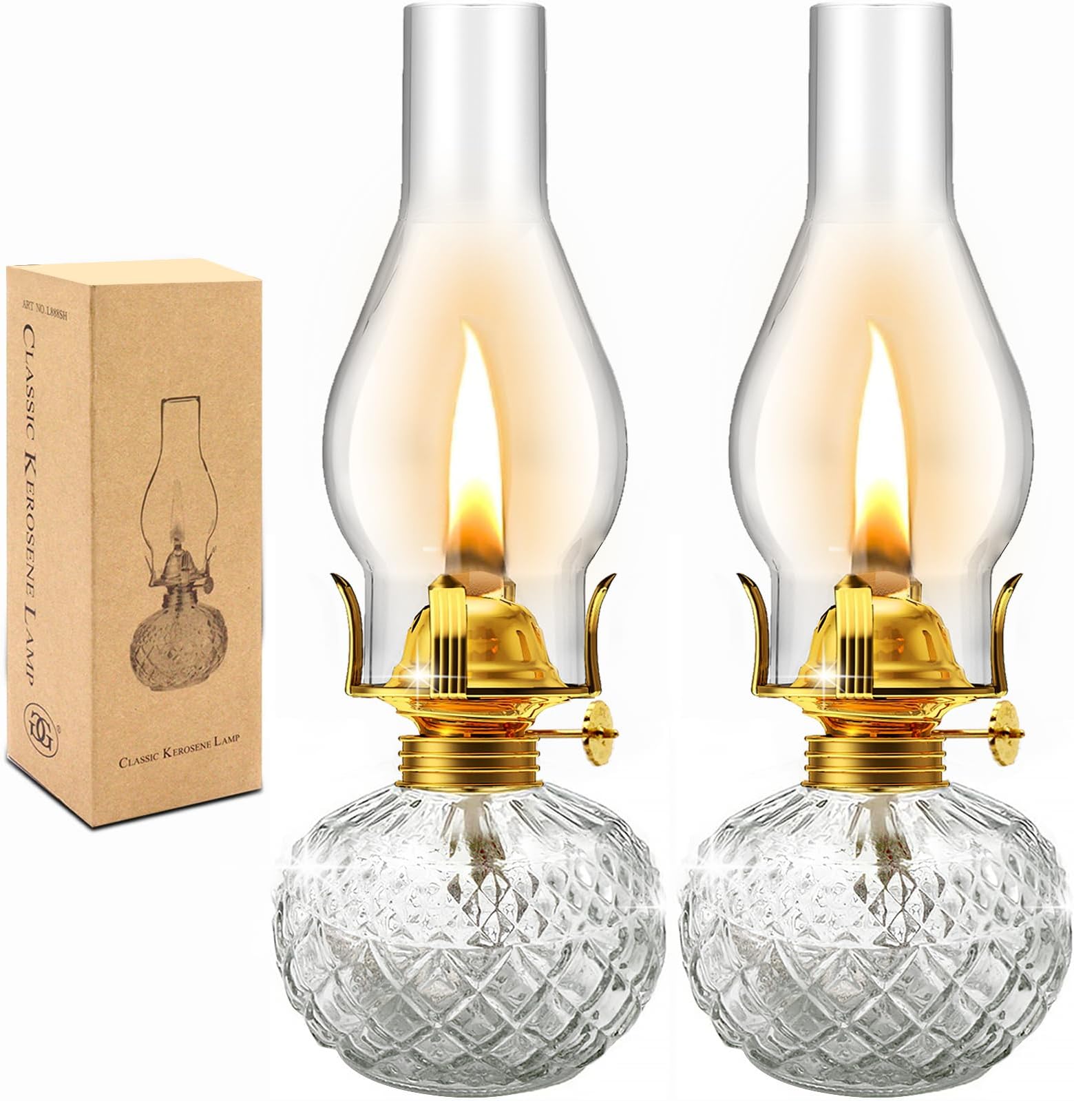 Amazon.com: CHNLML 2 Pieces Large Chamber Oil Lamps, Glass Clear ...