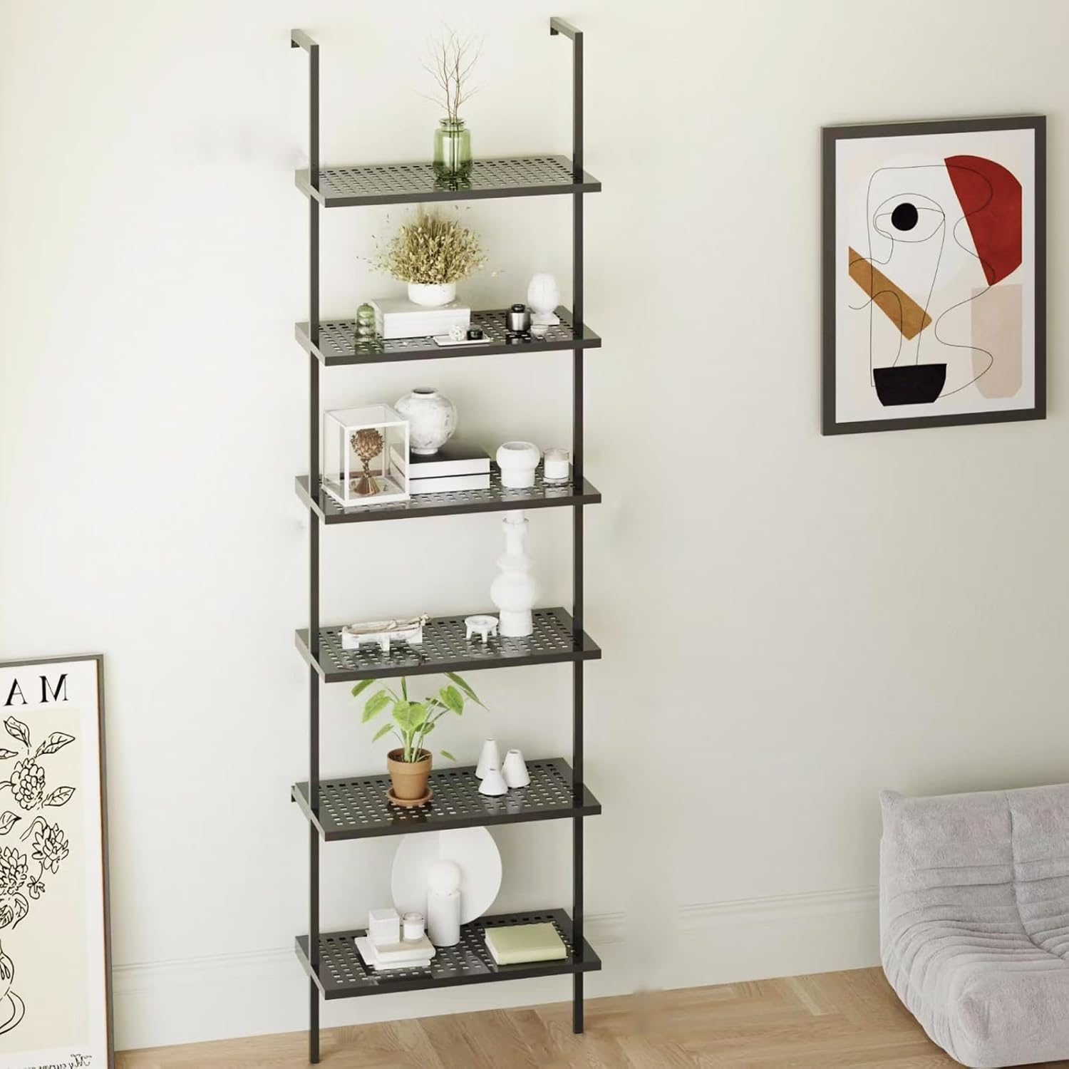 Amazon.com: Dosker Bookshelf 6-Tier Industrial Ladder Shelf,Black Metal ...