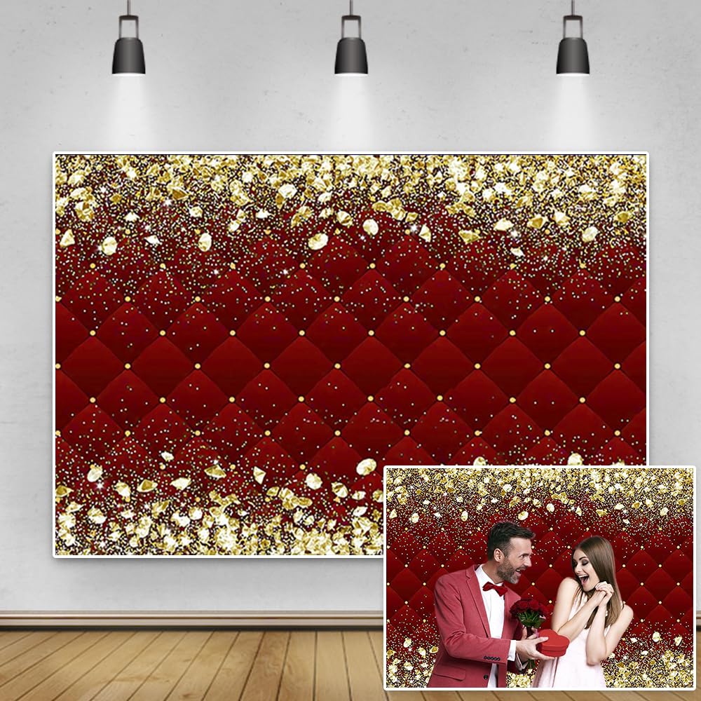 Red And Gold Glitter Chevron Printed Backdrop Backdrop Polyline