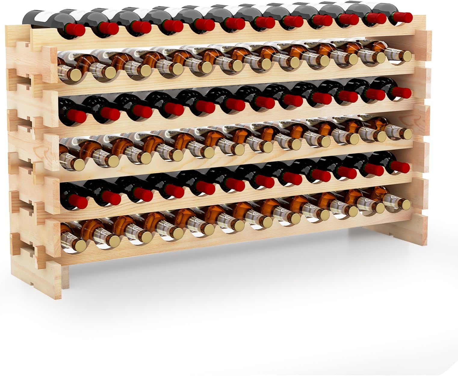 Amazon.com: COSTWAY Stackable Modular Wine Rack, 6-Tier 36 Bottles Wine ...