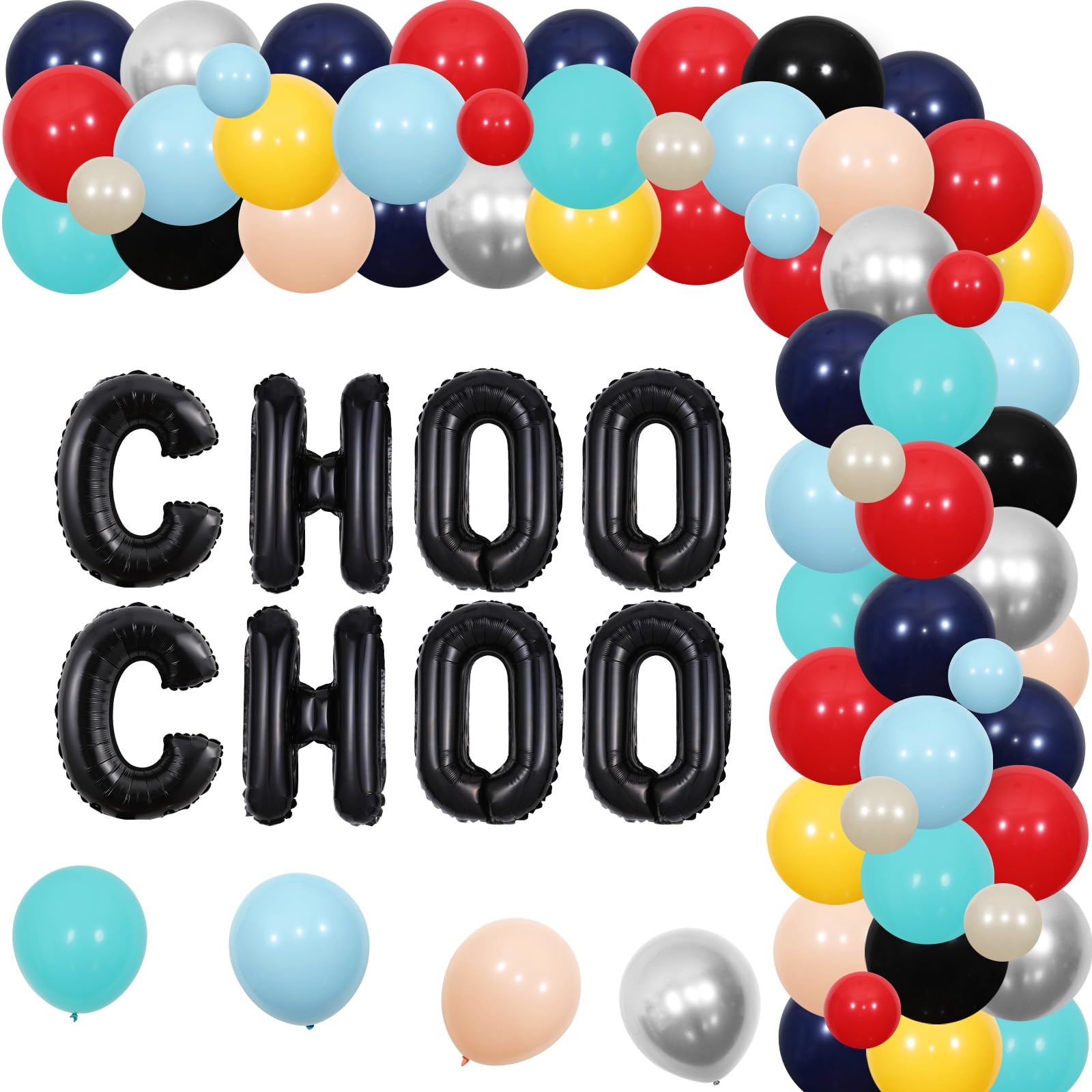 Amazon.com: Train Party Decorations, Choo Choo Train Balloon Garland ...