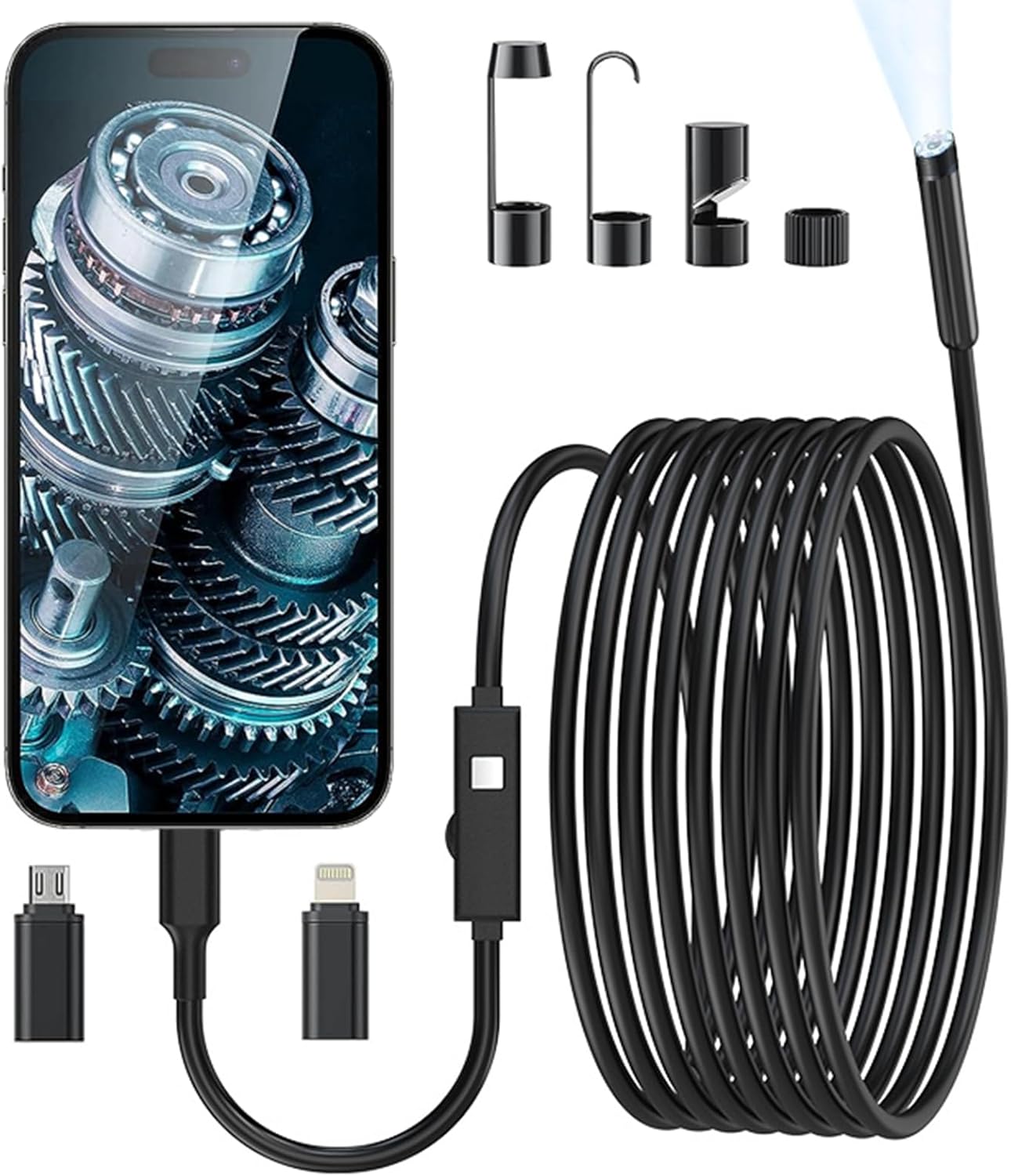 Amazon.com: Endoscope Camera 1920P HD, Borescope with 8 LED Light ...