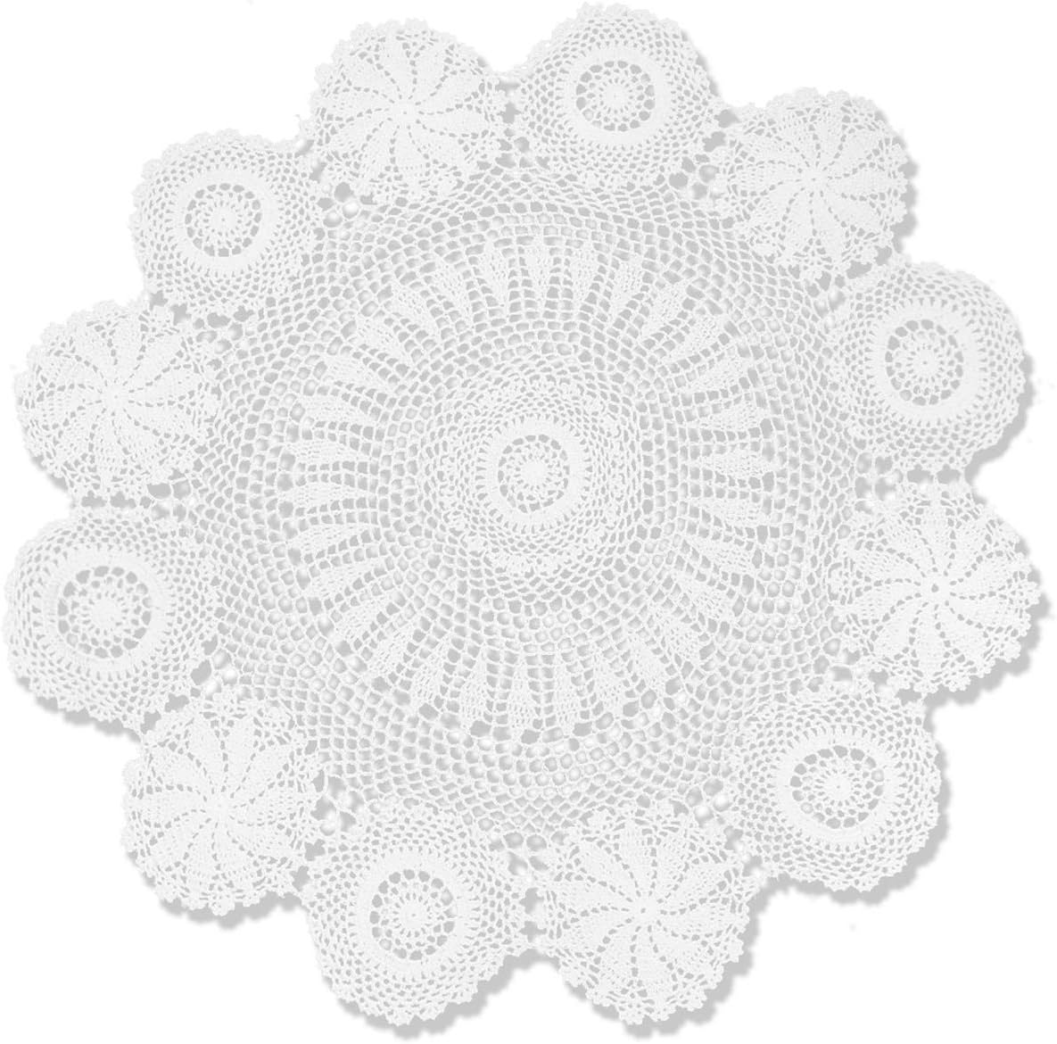 Amazon.com: Hetao 100% Cotton Handmade Crochet Round Tablecloth Doilies ...
