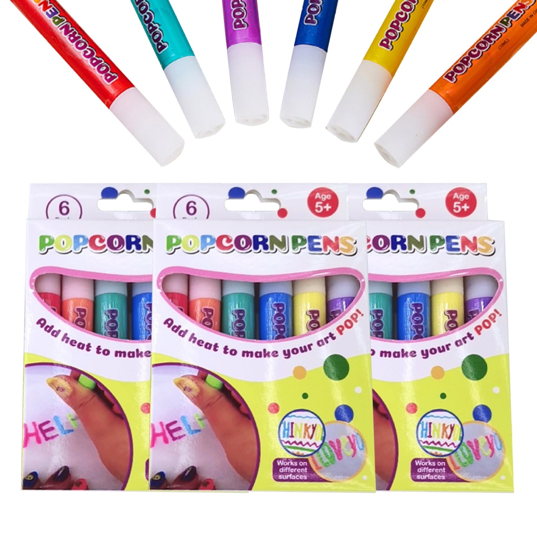 Snapklik.com : Jeorywoet Popcorn Pens 18PCS/3Pack 3D Art Safe Puffy ...