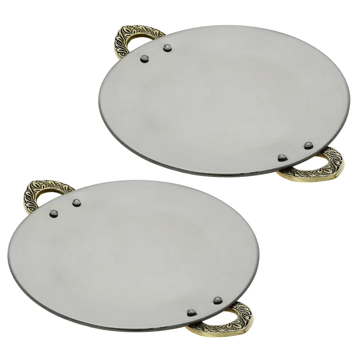 Buy Set of Two Tawa Utensil Serving Tray and Platter for Indian Dishes ...