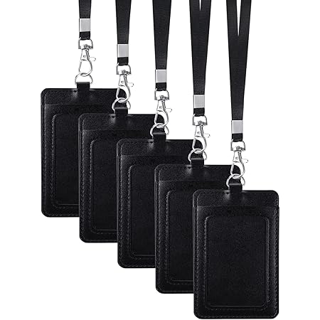 Amazon.com : 2 Pack Badge Holders, Vertical PU Leather ID Badge Card ...