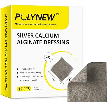 Amazon.com: Silver Calcium Alginate Wound Dressing Pad, 4’’x5’’ Patch ...