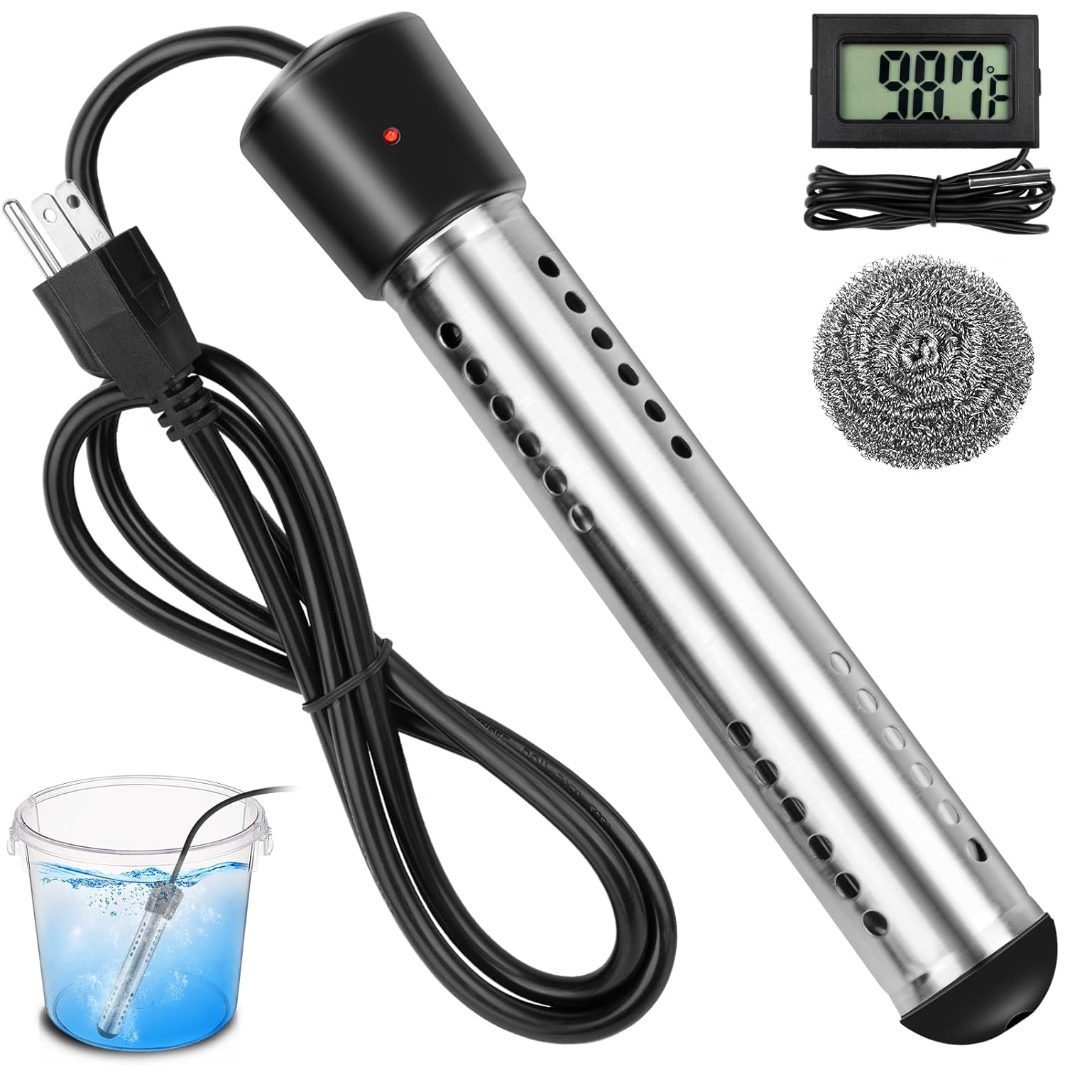 2000W Immersion Water Heater, Electric Portable Water Heater with ...