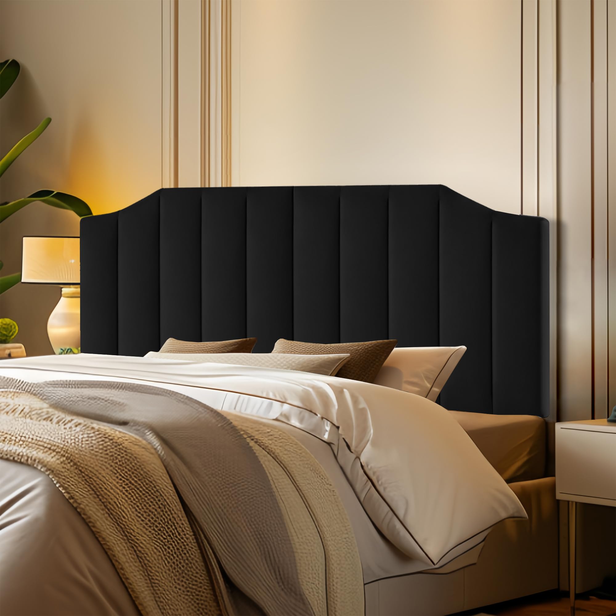 Amazon.com - Furpopup Velvet Upholstered Headboard Foldable King/Cal ...