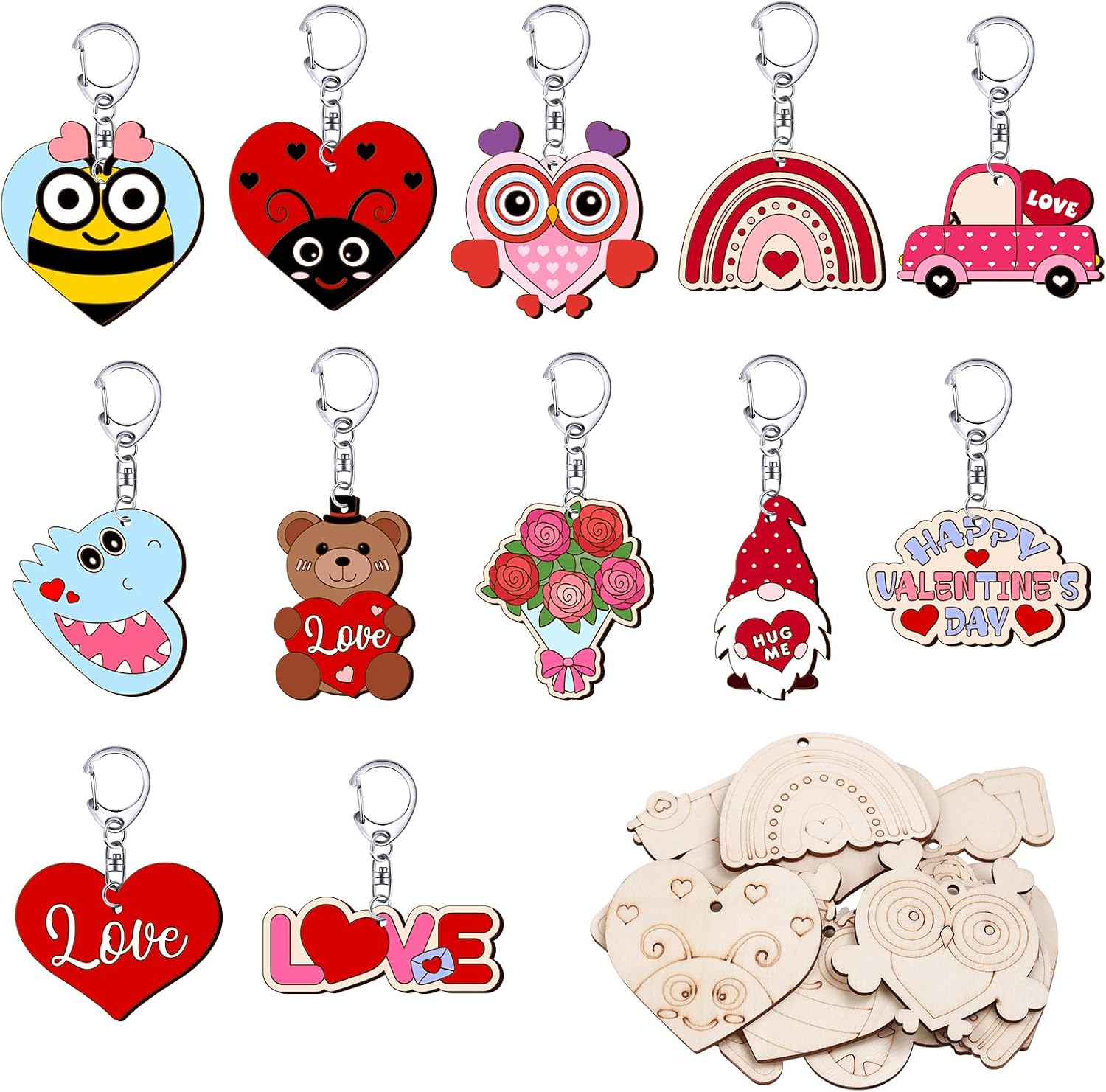 Amazon.com: BAPHILE 24 PCS Valentines Craft Color Your Own Heart Wood ...