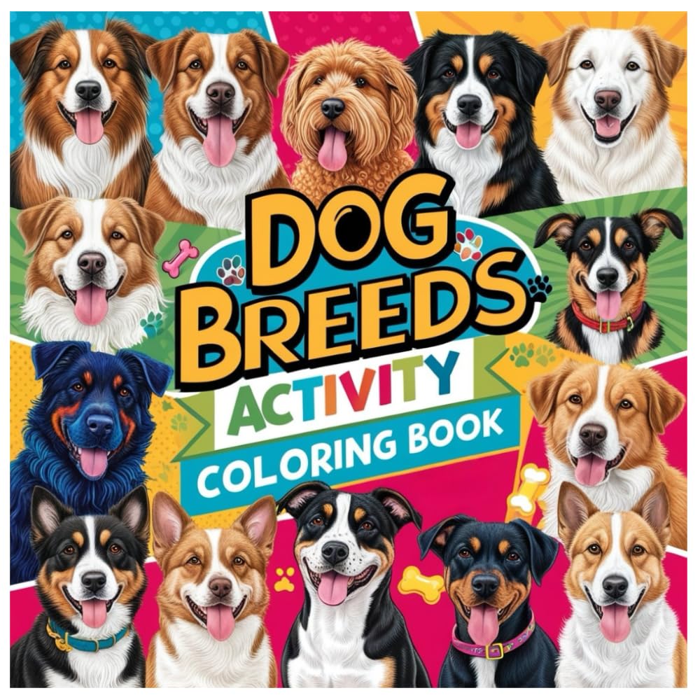 Dog Breeds Activity Coloring Book: Amazing Dog Facts to Color, with ...