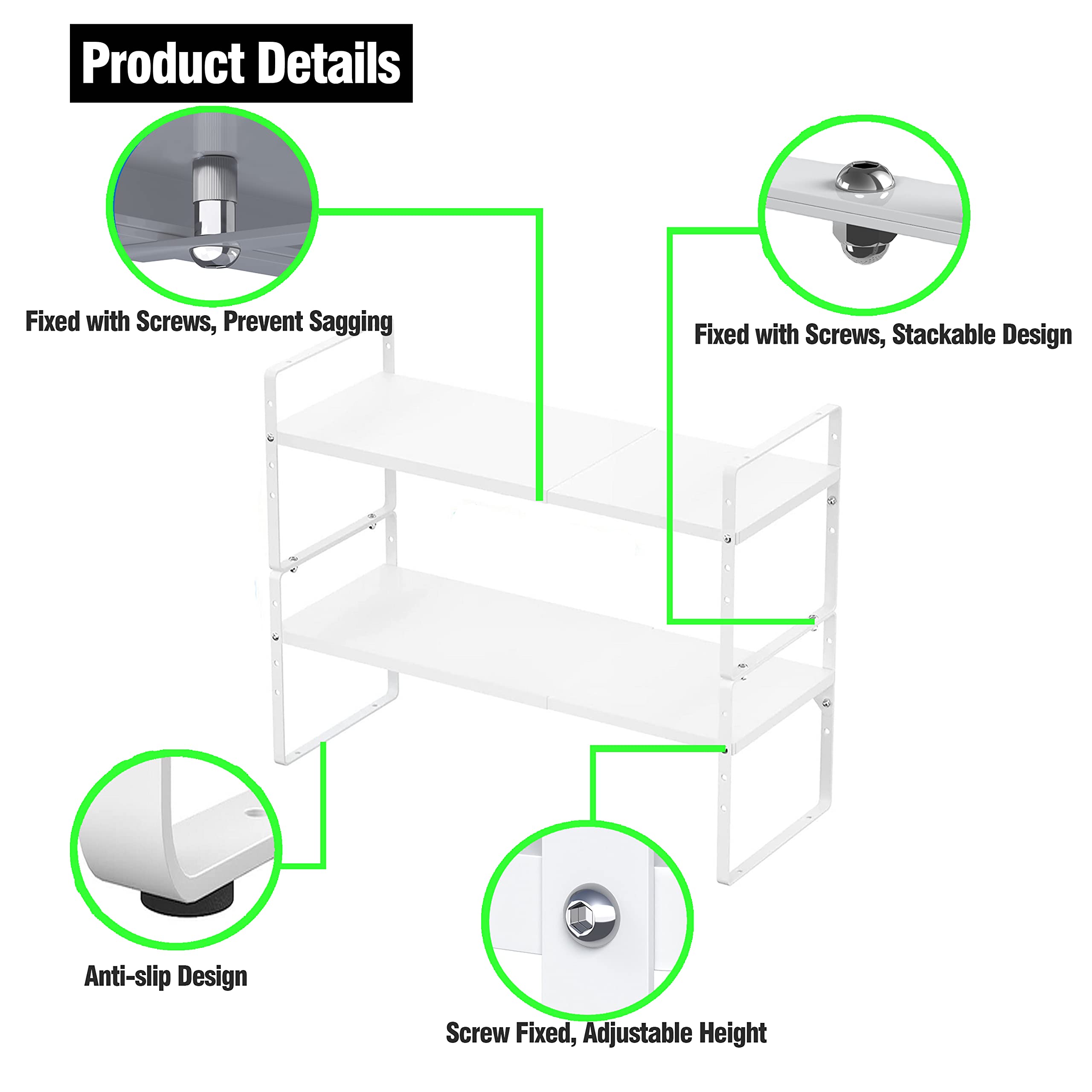 Snapklik.com : Expandable Kitchen Cabinet Storage Shelf, Stackable ...
