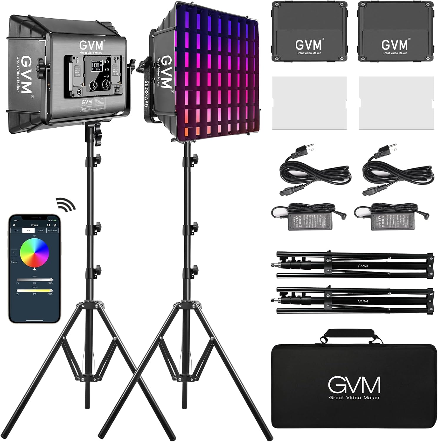 Amazon.com : GVM RGB Photography Lighting Kits with 2 Softboxes, 880RS ...