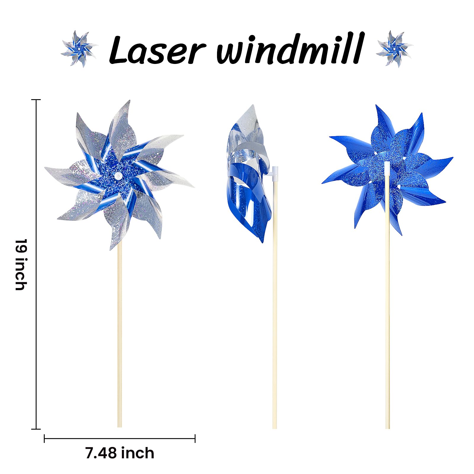 Snapklik.com : 10 Pack Reflective Pinwheels For Yard And Garden, Wind ...