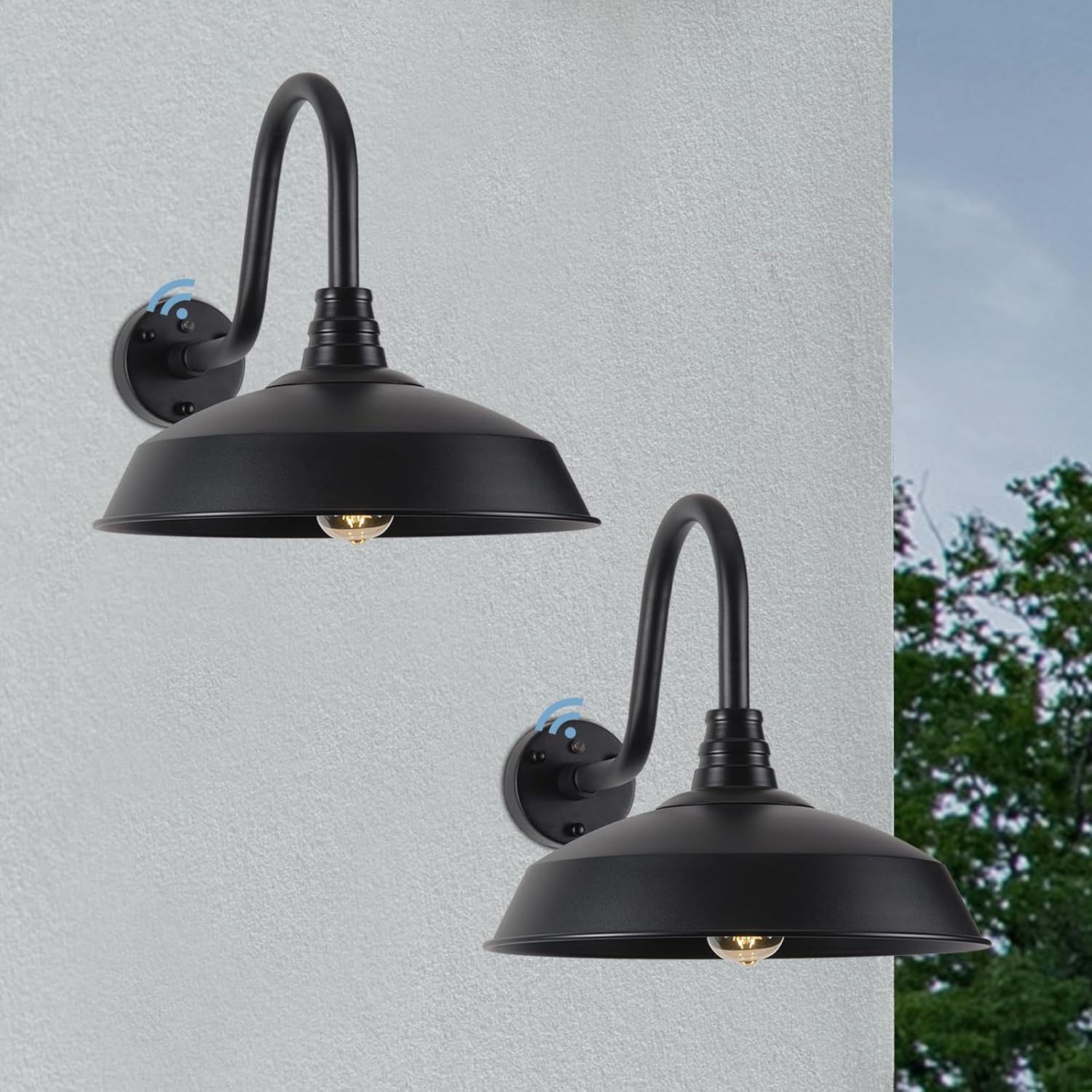 NICOLONOR Outdoor Barn Lights with Dusk to Dawn Sensor for Porch, 16in ...