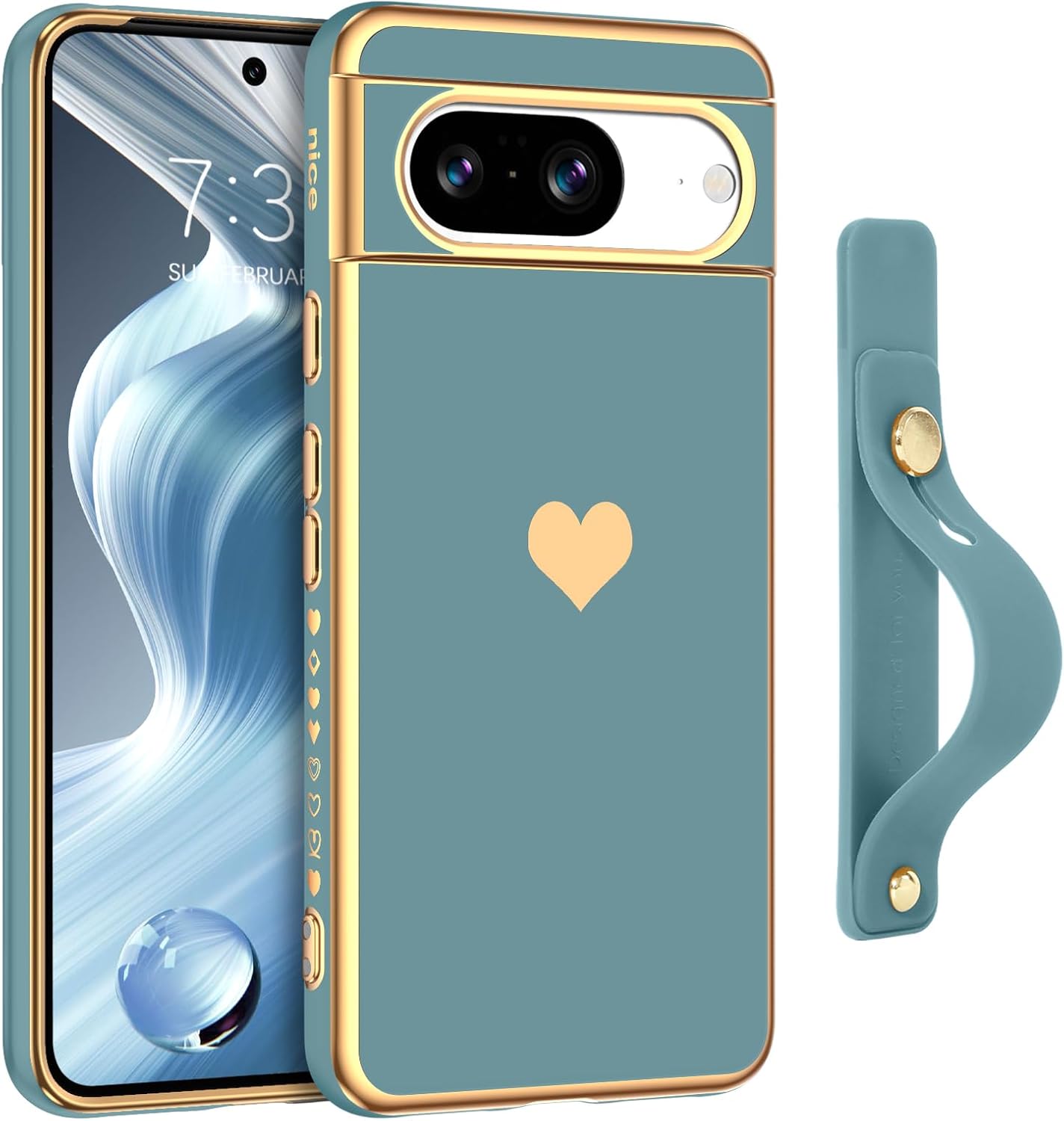 Google Pixel 8 Case YINLAI Cute Plating Love Heart Pattern Google Pixel ...