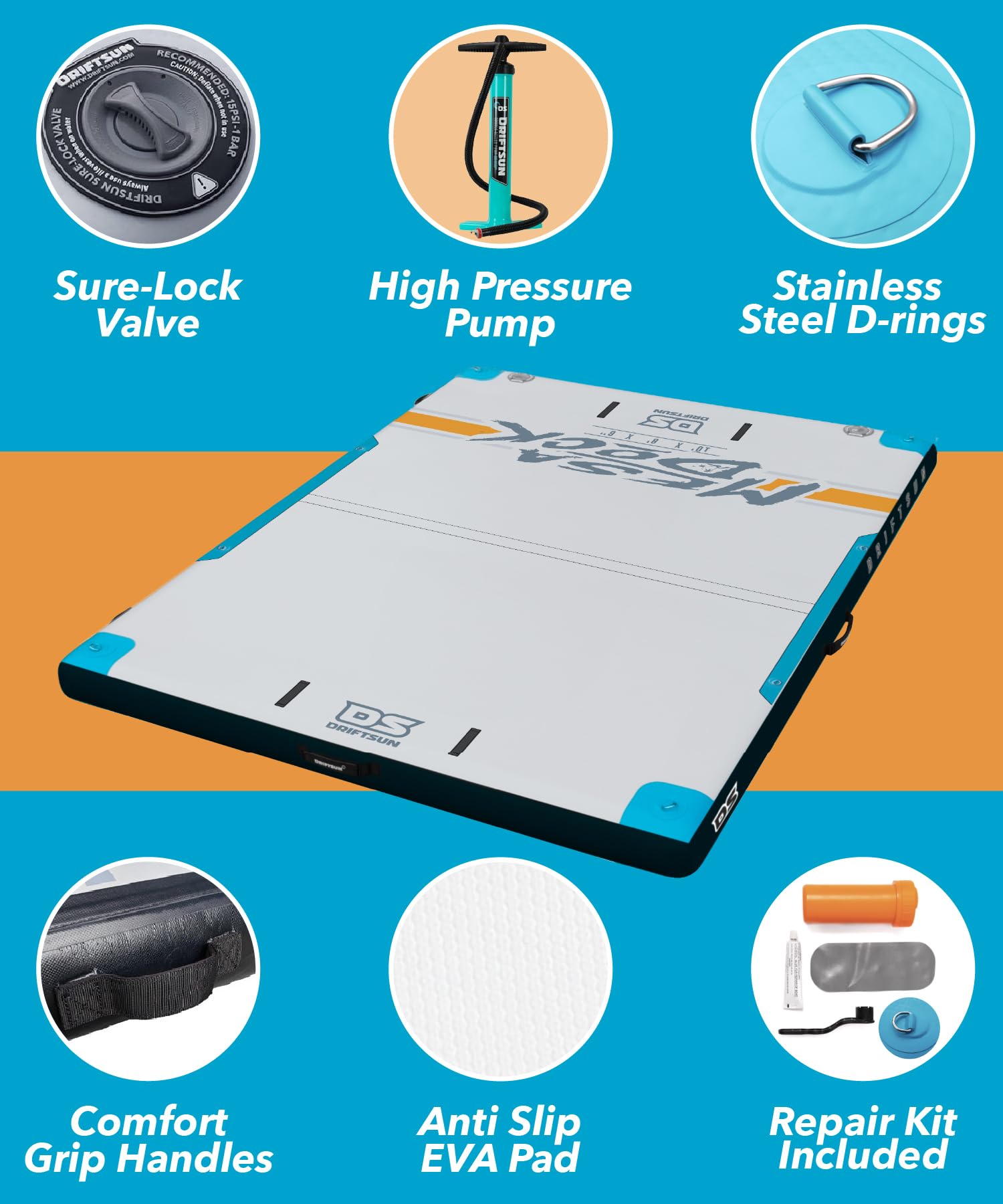 Snapklik.com : Driftsun Inflatable Floating Dock Platform - Mesa Floats ...