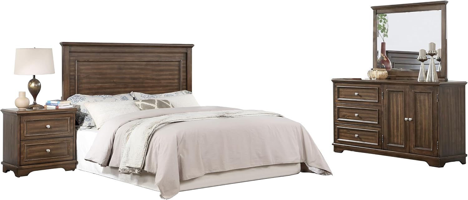 Amazon.com: Acme Franklin 4 Pieces Vintage Wood Queen Bed Set in ...