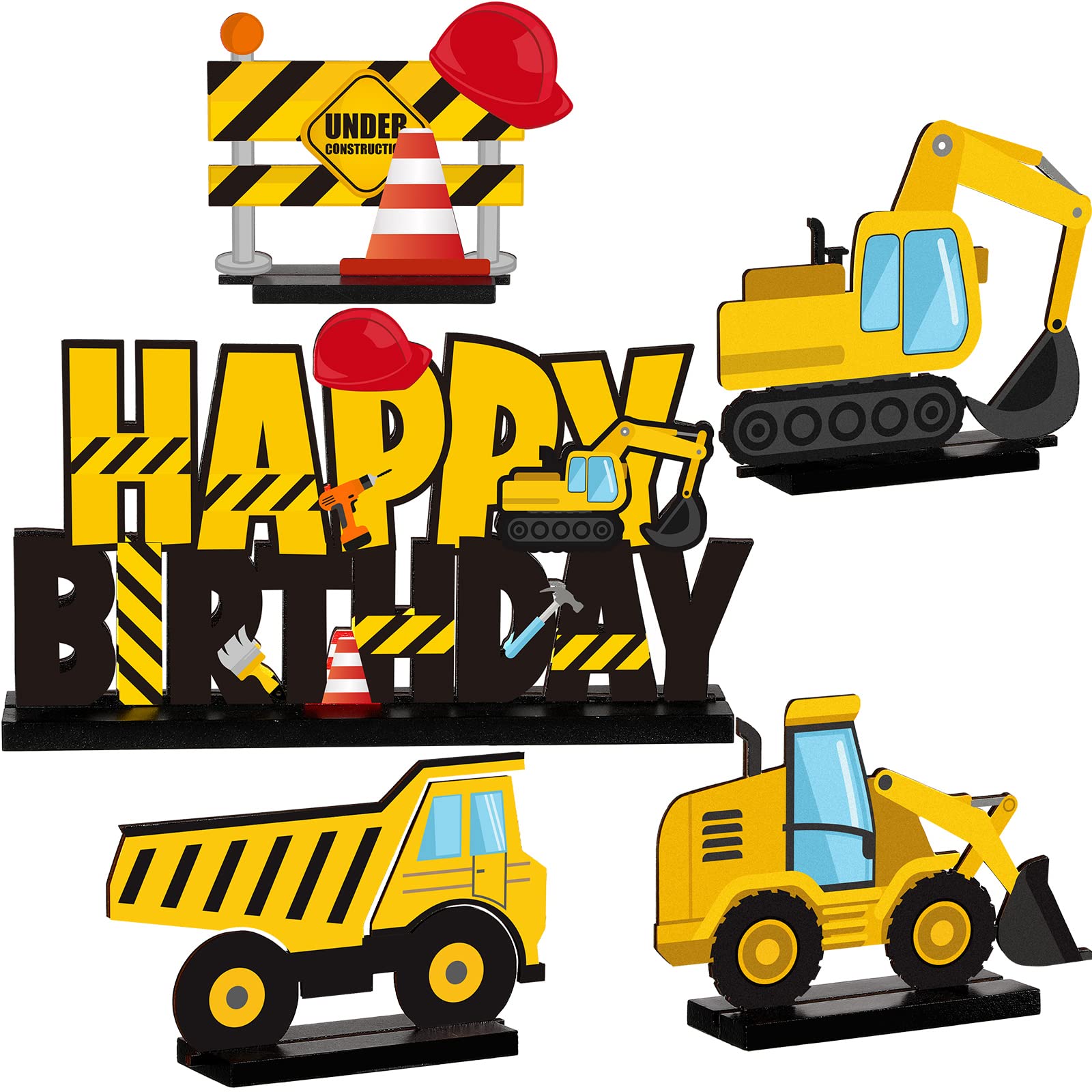 Snapklik.com : 5 Pcs Construction Wooden Table Centerpiece Construction ...