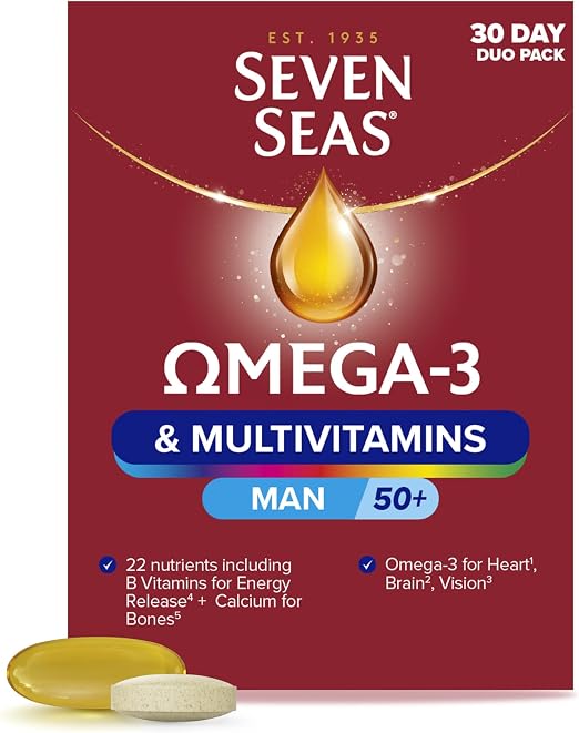 Seven Seas Omega-3 and Multivitamins Man 50plus, 30-Day Duo Pack, with ...