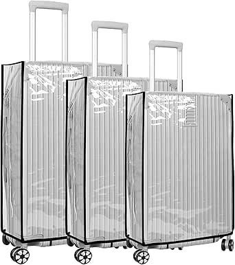 Toaboa 3Pcs PVC Suitcase Cover Protectors, Clear Waterproof DustProof ...